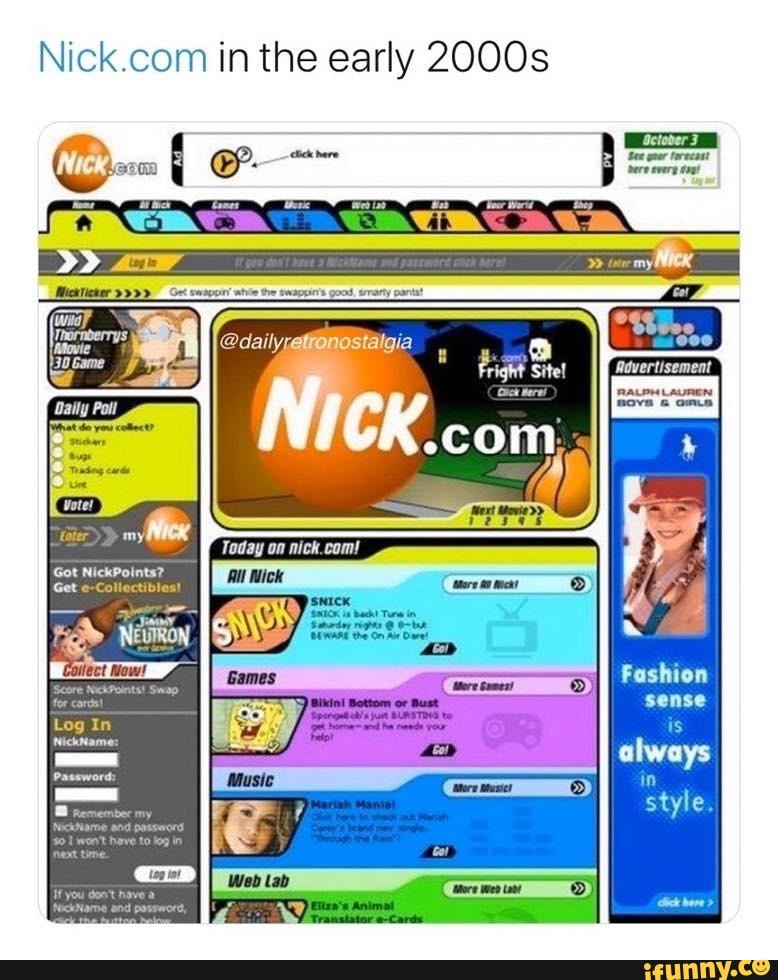 Nick.corn in the early 2000s here 'See forecast Got NickPoints? Get e-Collectiblest Fashion ...