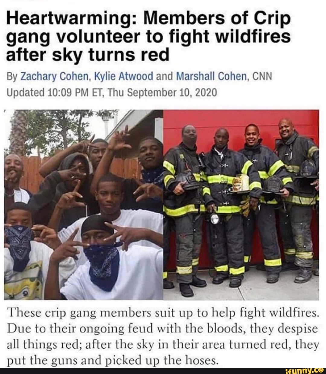 Heartwarming: Members of Crip gang volunteer to fight wildfires after ...