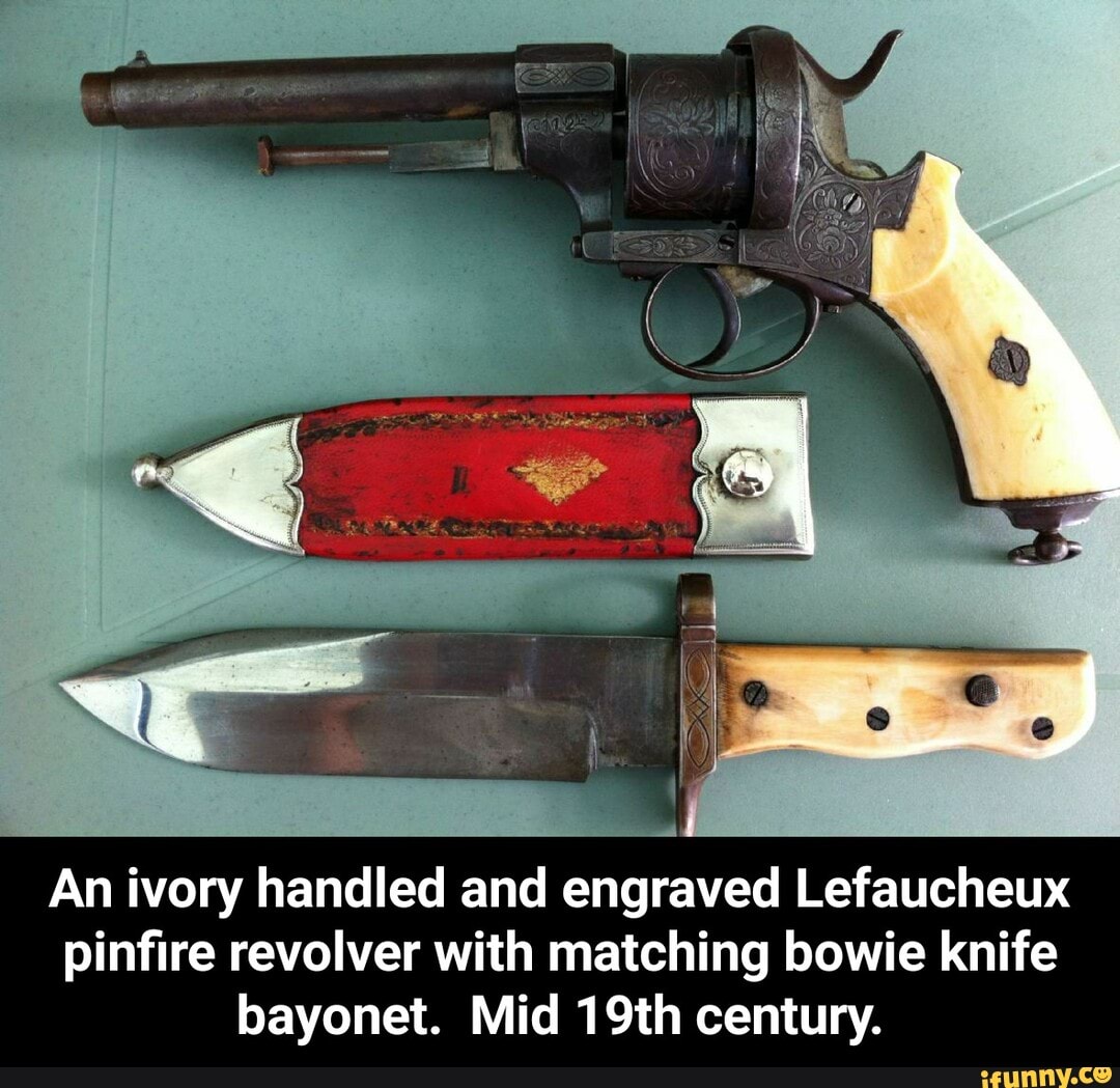 An ivory handled and engraved Lefaucheux pinfire revolver with matching ...