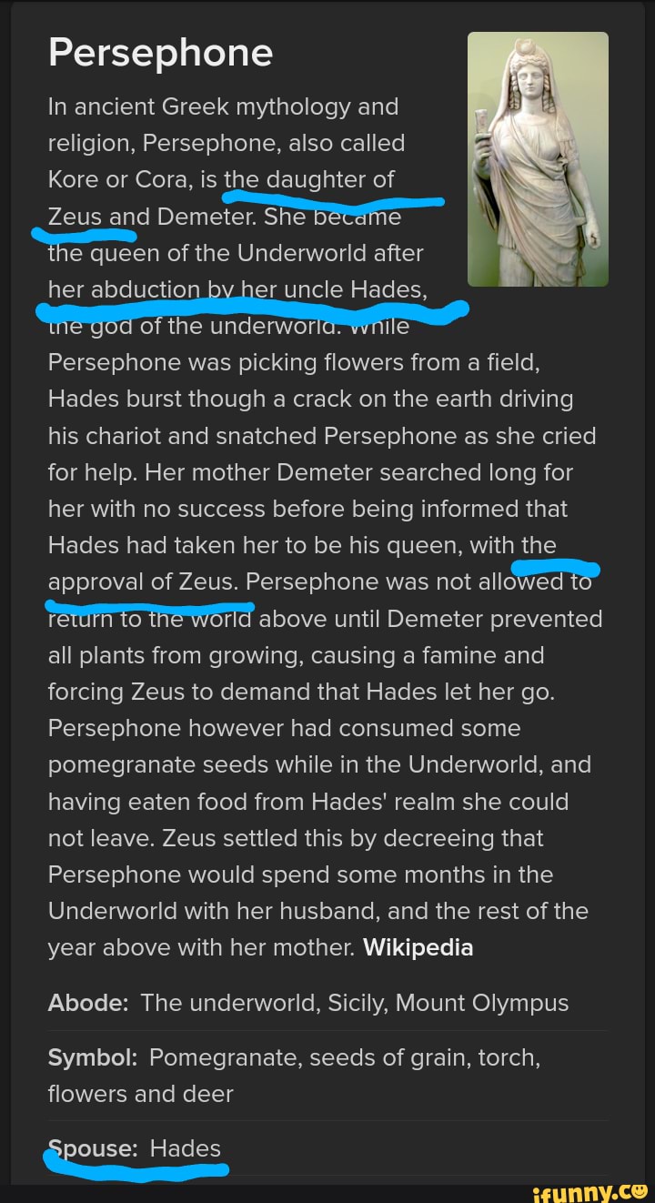 Persephone In ancient Greek mythology and religion, Persephone, also ...