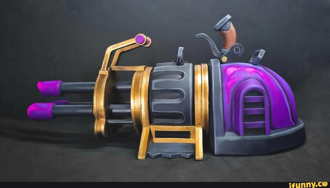 Jinx Pow Pow minigun from her Arcane skin. Made with EVA foam. Loved ...