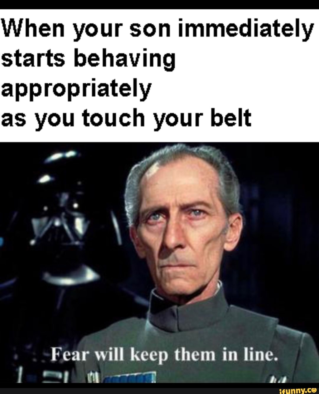 When your son immediately starts behaving appropriately as you touch ...