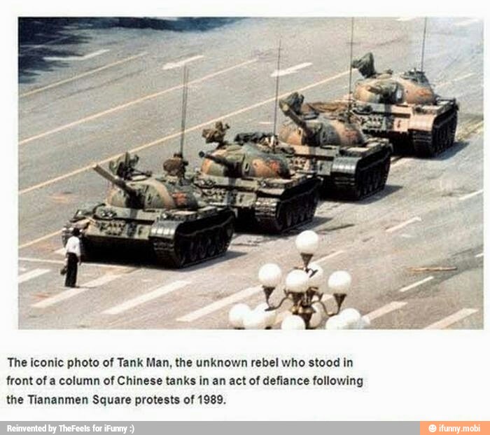 The iconic photo of Tank Man, the unknown rebel who stood in front of a ...
