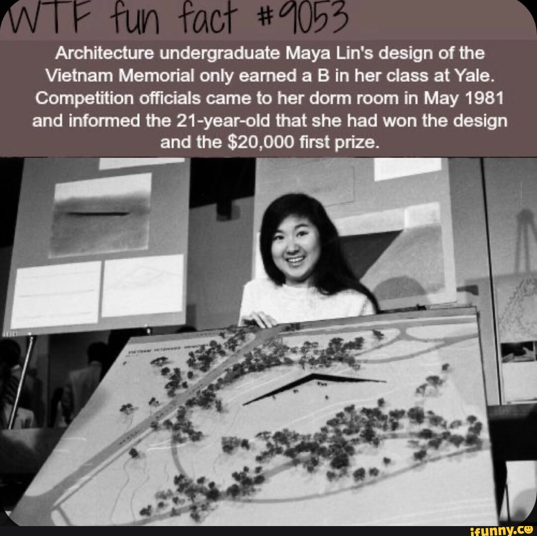 Architecture undergraduate Maya Lin's design of the Vietnam Memorial ...