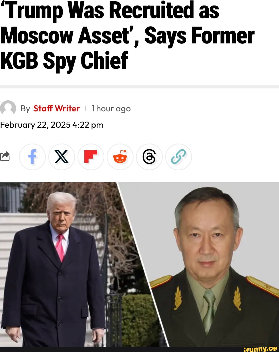 'Trump Was Recruited as Moscow Asset', Says Former KGB Spy Chief By Sta Writer I hour ago ...