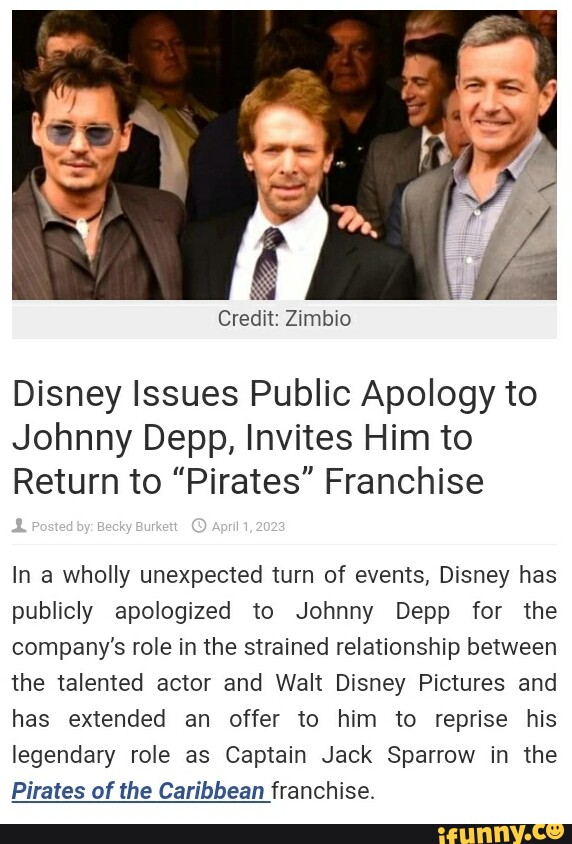 Credit: Zimbio Disney Issues Public Apology to Johnny Depp, Invites Him ...