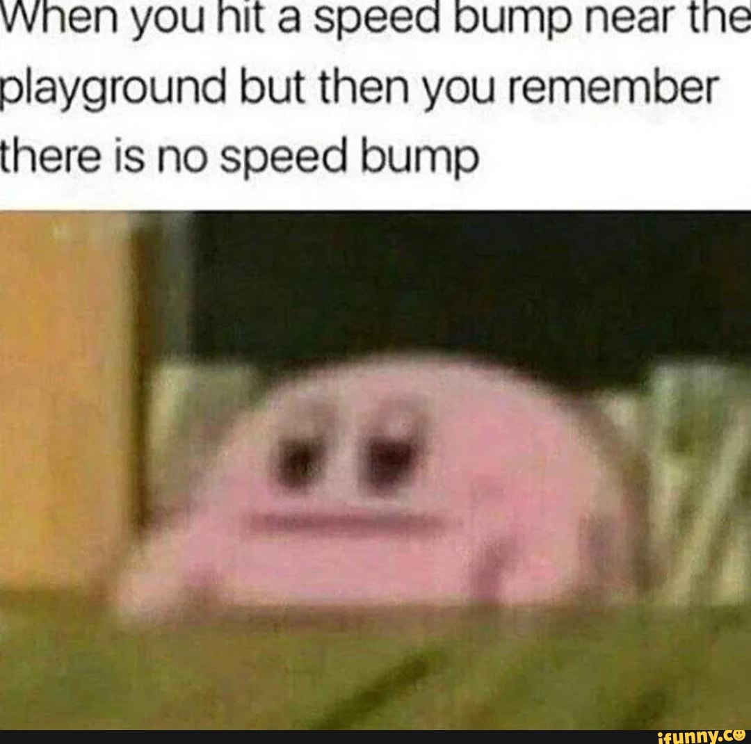Eed bump near playground but then you remember here is no speed bump ...
