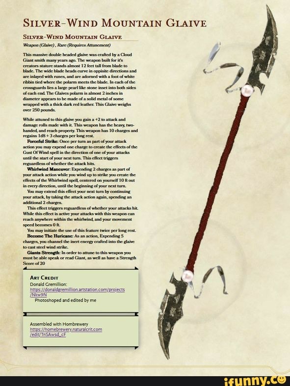 SILVER-WIND MOUNTAIN GLAIVE - iFunny