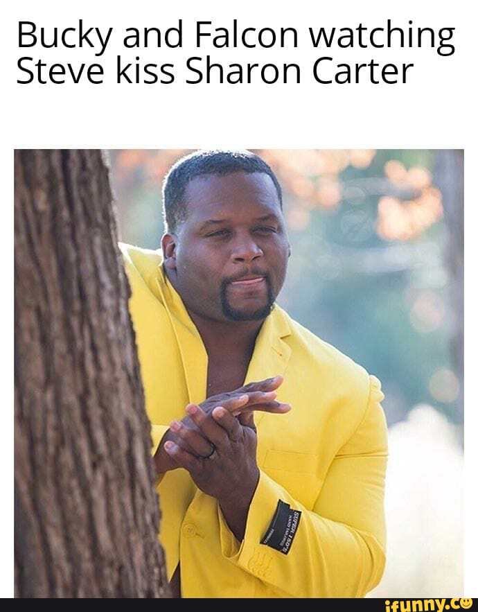 Bucky and Falcon watching Steve kiss Sharon Carter - iFunny