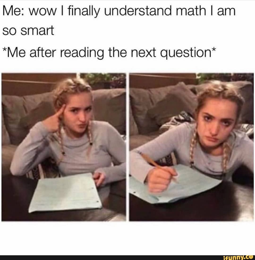Me: wow I finally understand math I am so smart "Me after reading the ...