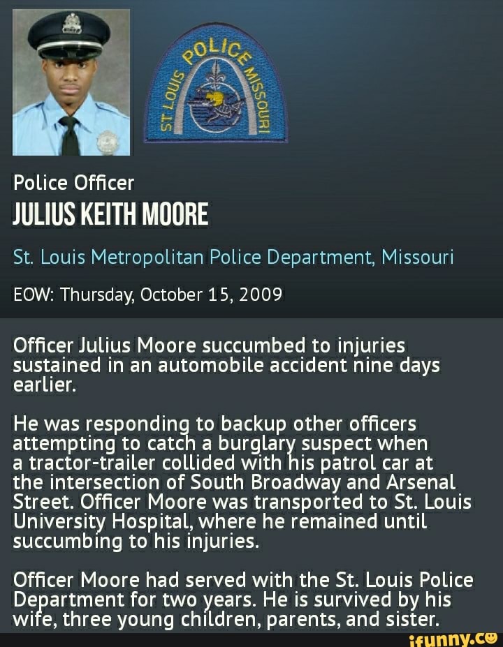 Police Officer JULIUS KEITH MOORE St. Louis Metropolitan Police ...