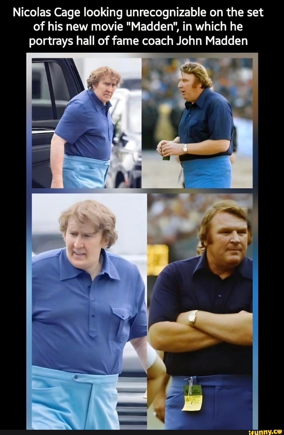 Nicolas Cage looking unrecognizable on the set of his new movie "Madden ...