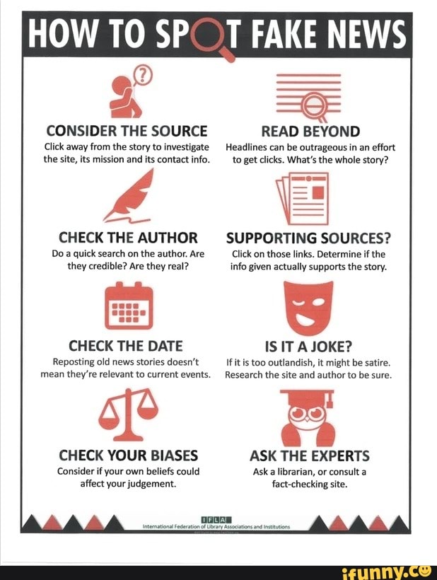 HOW TO SPOT FAKE NEWS CONSIDER THE SOURCE READ BEYOND Click away from ...