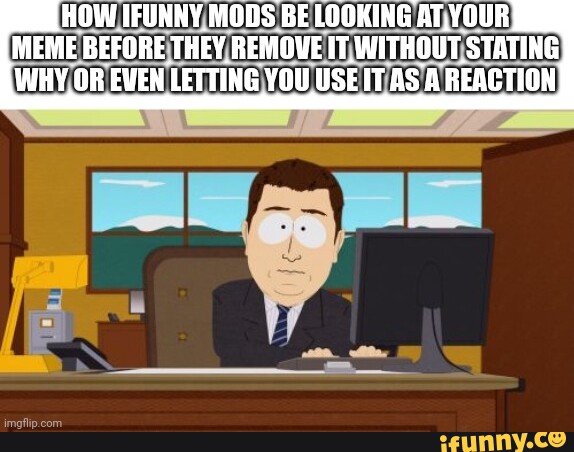HOW IFUNNY MODS BE LOOKING AT,YOUR MEME BEFORE THEY REMOVE IT WITHOUT ...