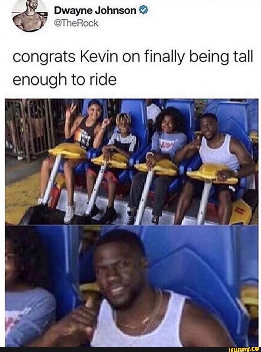 Congrats Kevin on finally being tall enough to ride - iFunny