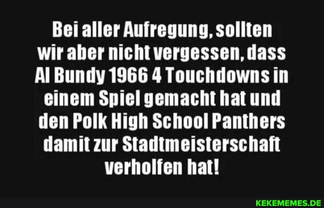Bei aller Aufregung, sollten wir aber nicht vergessen, dass Al Bundy ...