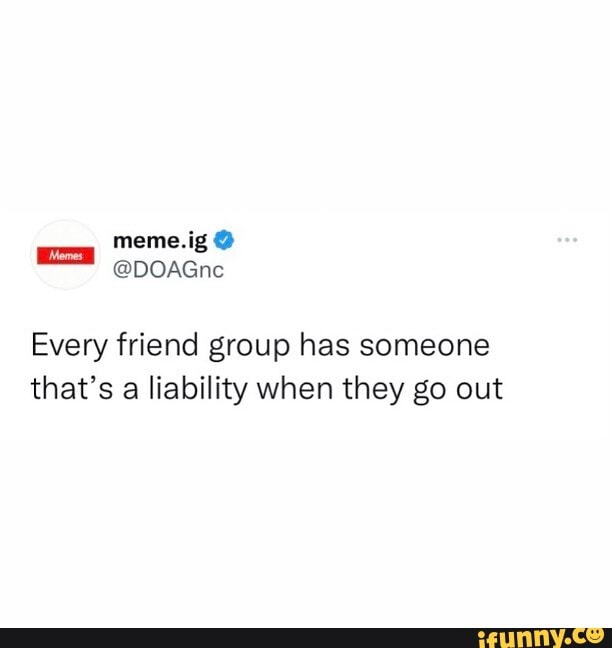 Meme.ig Every friend group has someone that's liability when they go ...