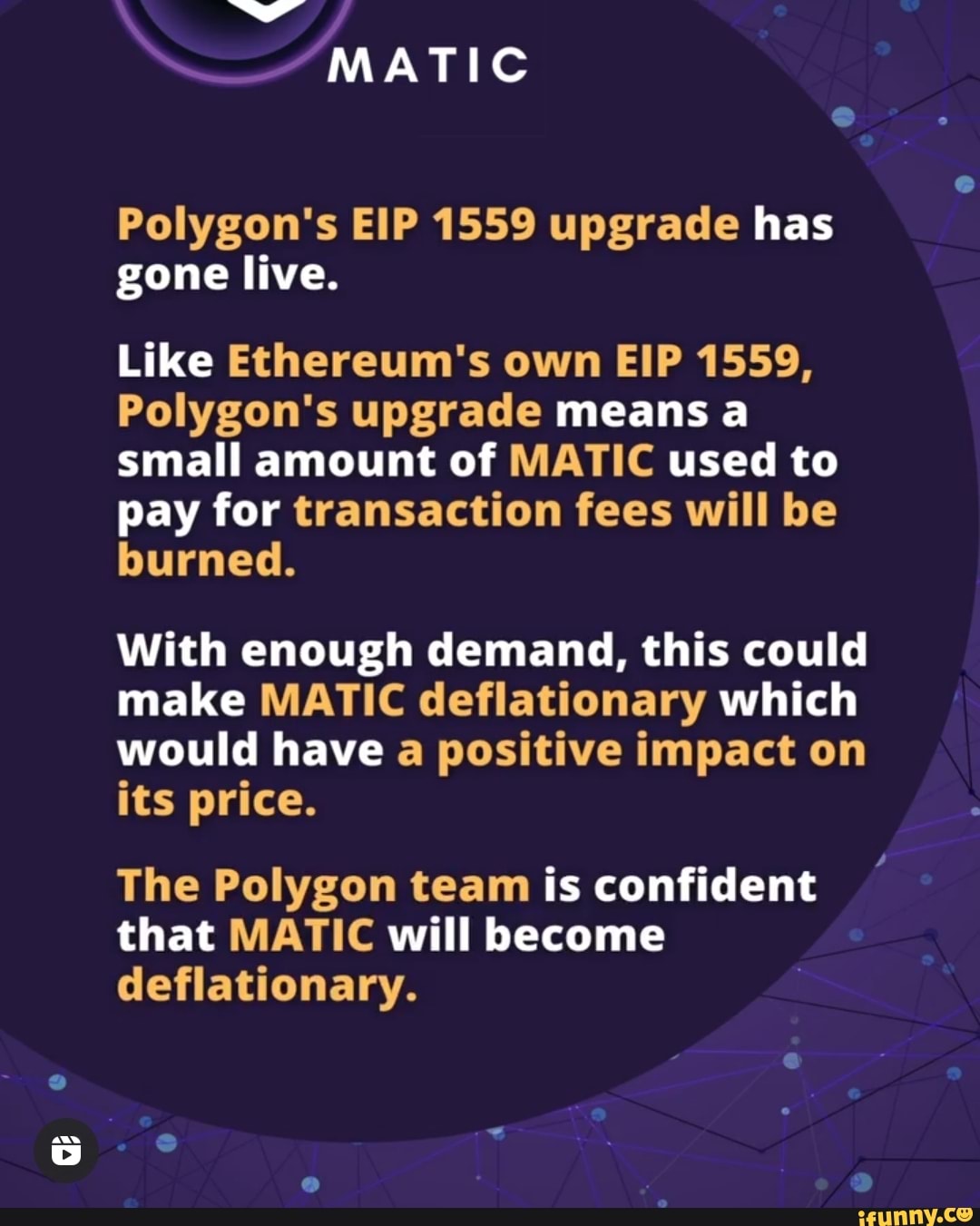 MATIC Polygon's EIP 1559 upgrade has gone live. Like Ethereum's own EIP 1559, Polygon's upgrade ...