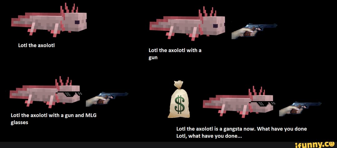 Lotl the axolotl Lotl the axolotl with a gun and MLG glasses Lotl the ...