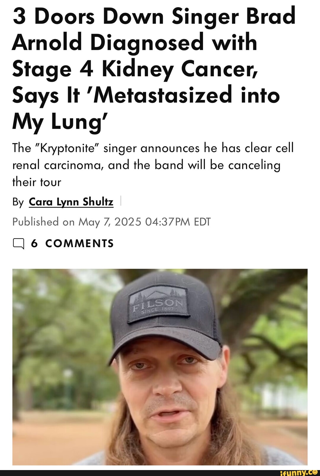 3 Doors Down Singer Brad Arnold Diagnosed with Stage 4 Kidney Cancer ...