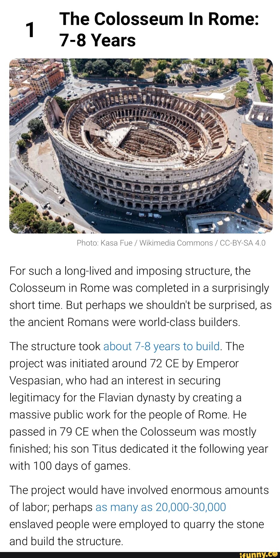 The Colosseum In Rome: 7-8 Years Photo: Kasa Fue / Wikimedia Commons ...