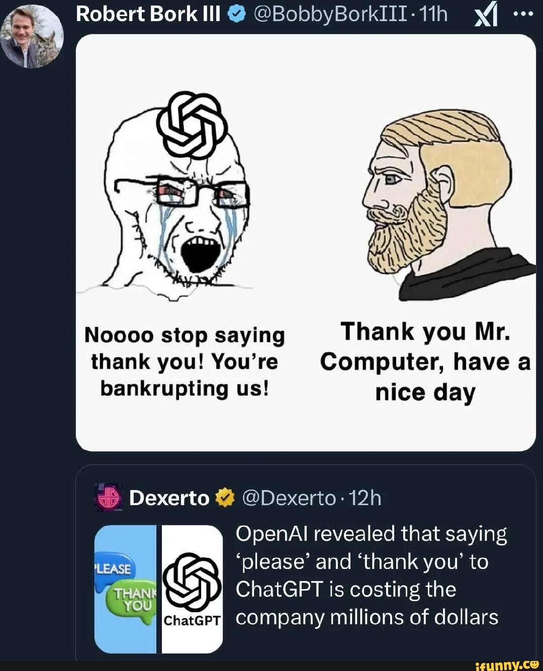 Robert Bork Ill @ @BobbyBorkIII- Noooo stop saying Thank you Mr. thank ...