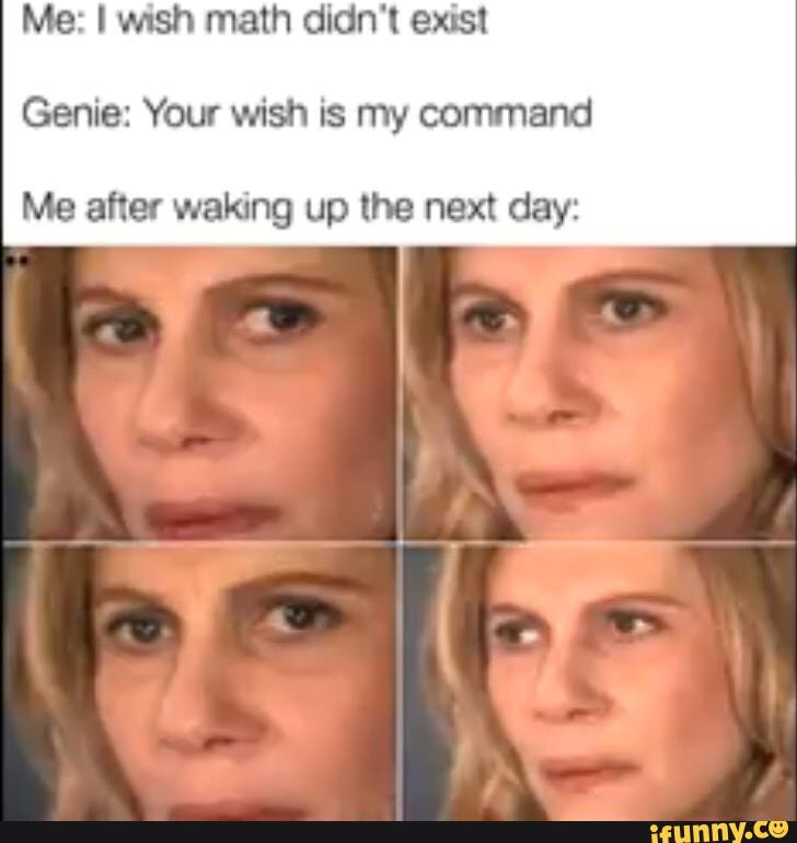 Me: wish math didn't exist Genie: Your wish is my command Me after ...