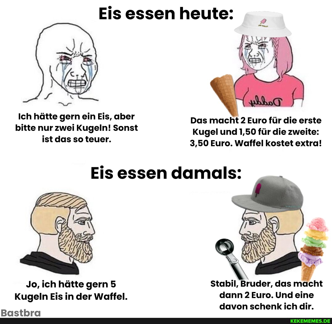 Eis essen heute: Ich hätte gern ein Eis, aber Das macht 2 Euro für die ...