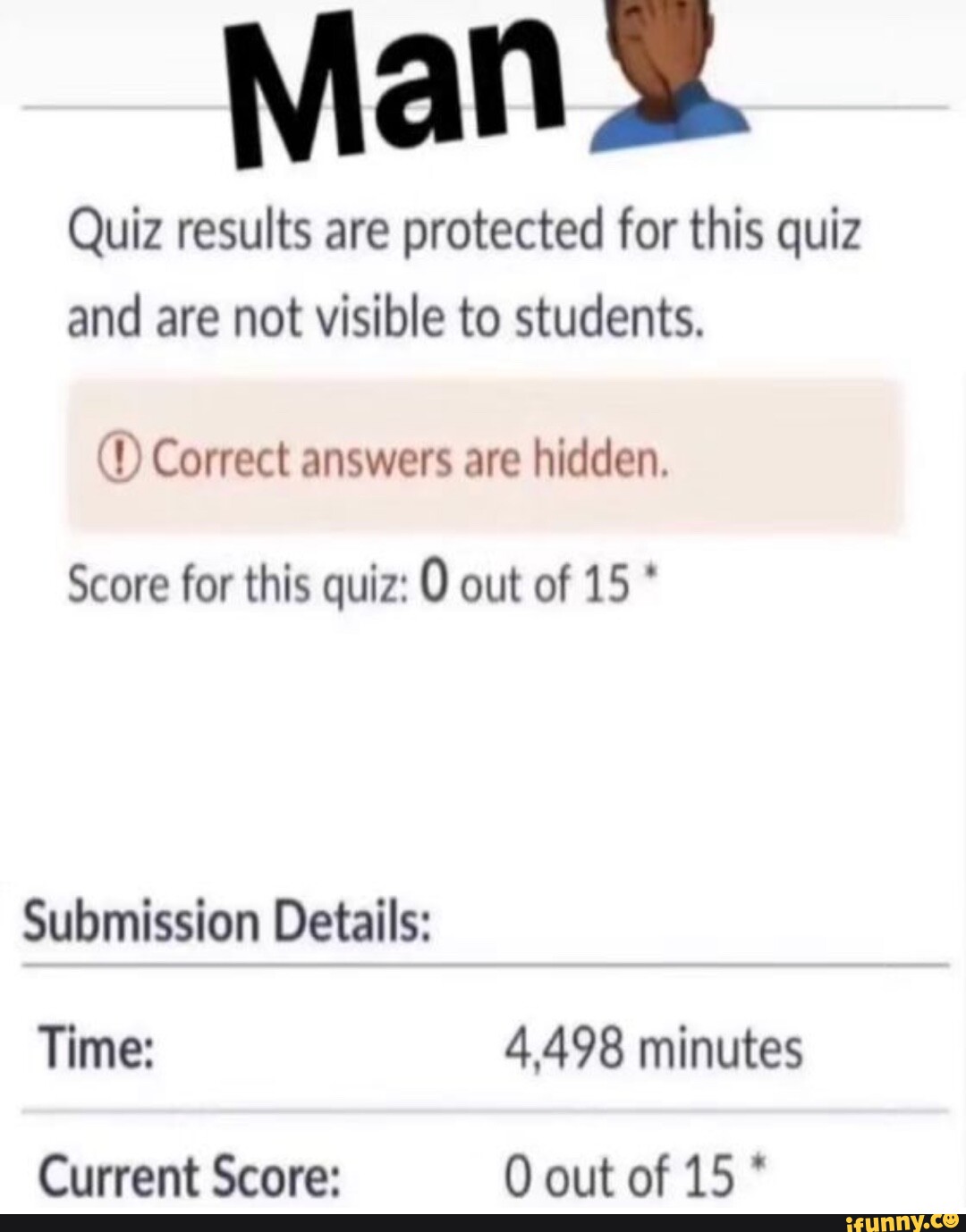 Man Quiz results are protected for this quiz and are not visible to ...