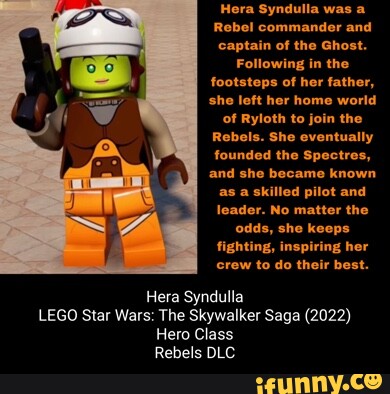Hera Syndulla was a Rebel commander and captain of the Ghost. Following ...