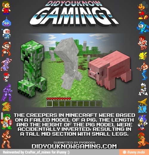 E CREEPERS IN MINECRAFT HERE BASED A FAILED MODEL OF A PIG. THE LENGTH ...