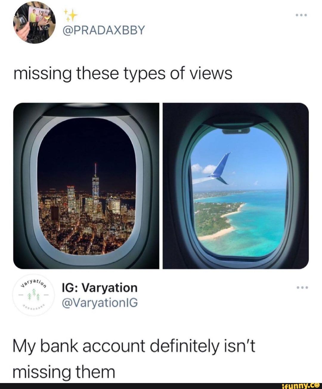 Missing these types of views My bank account definitely isn't missing ...