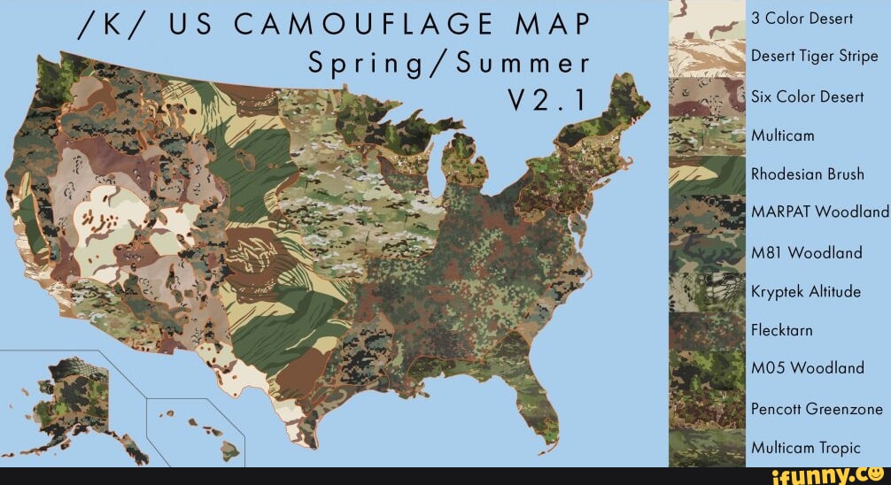 4 3 Color Desert /K/ US CAMOUFLAGE MAP mmer Desert Tiger Stripe Six ...