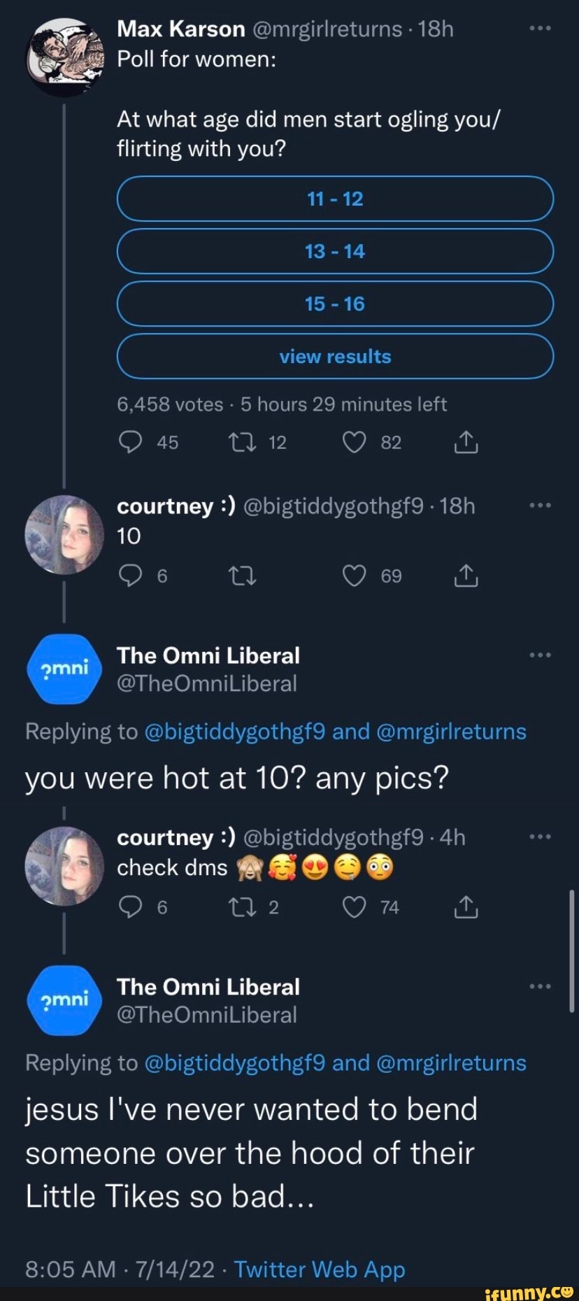 Max Karson @mrgirlreturns Poll for women: At what age did men start ...