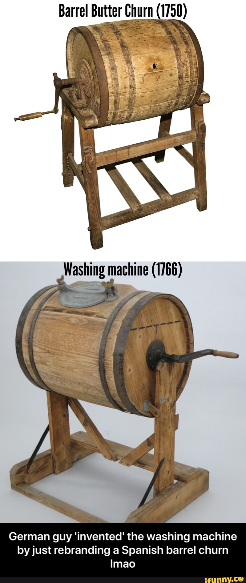 Barrel Butter Churn (1750) machine (1766) German guy 'invented' the ...