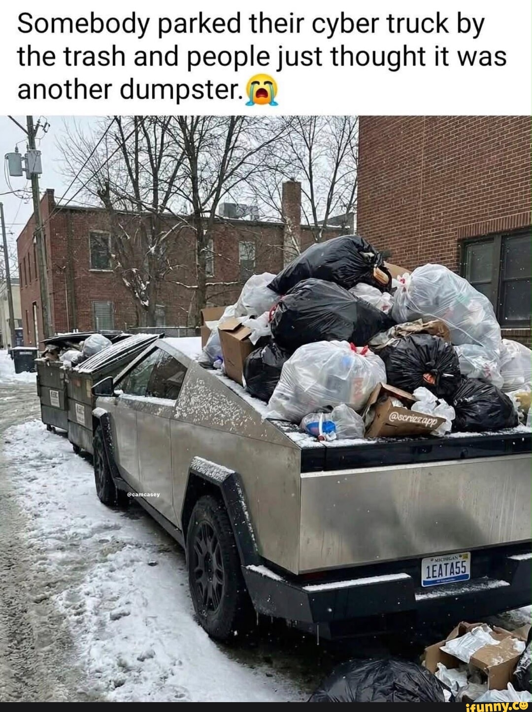 Somebody parked their cyber truck by the trash and people just thought ...