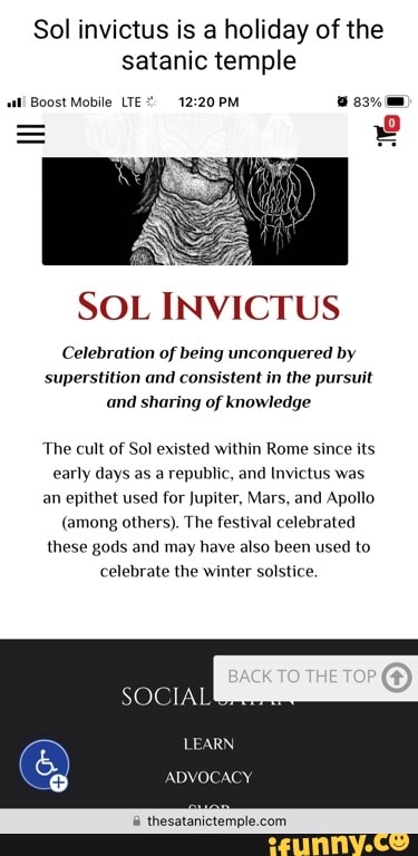Sol invictus is a holiday of the satanic temple Boost Mobile LTE*: PM ...