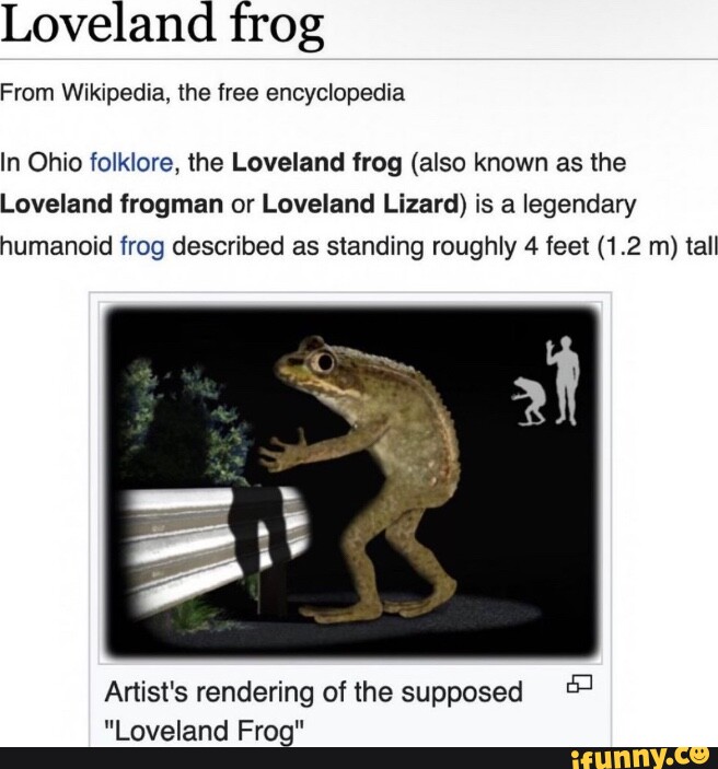 Loveland frog From Wikipedia, the free encyclopedia In Ohio folklore ...