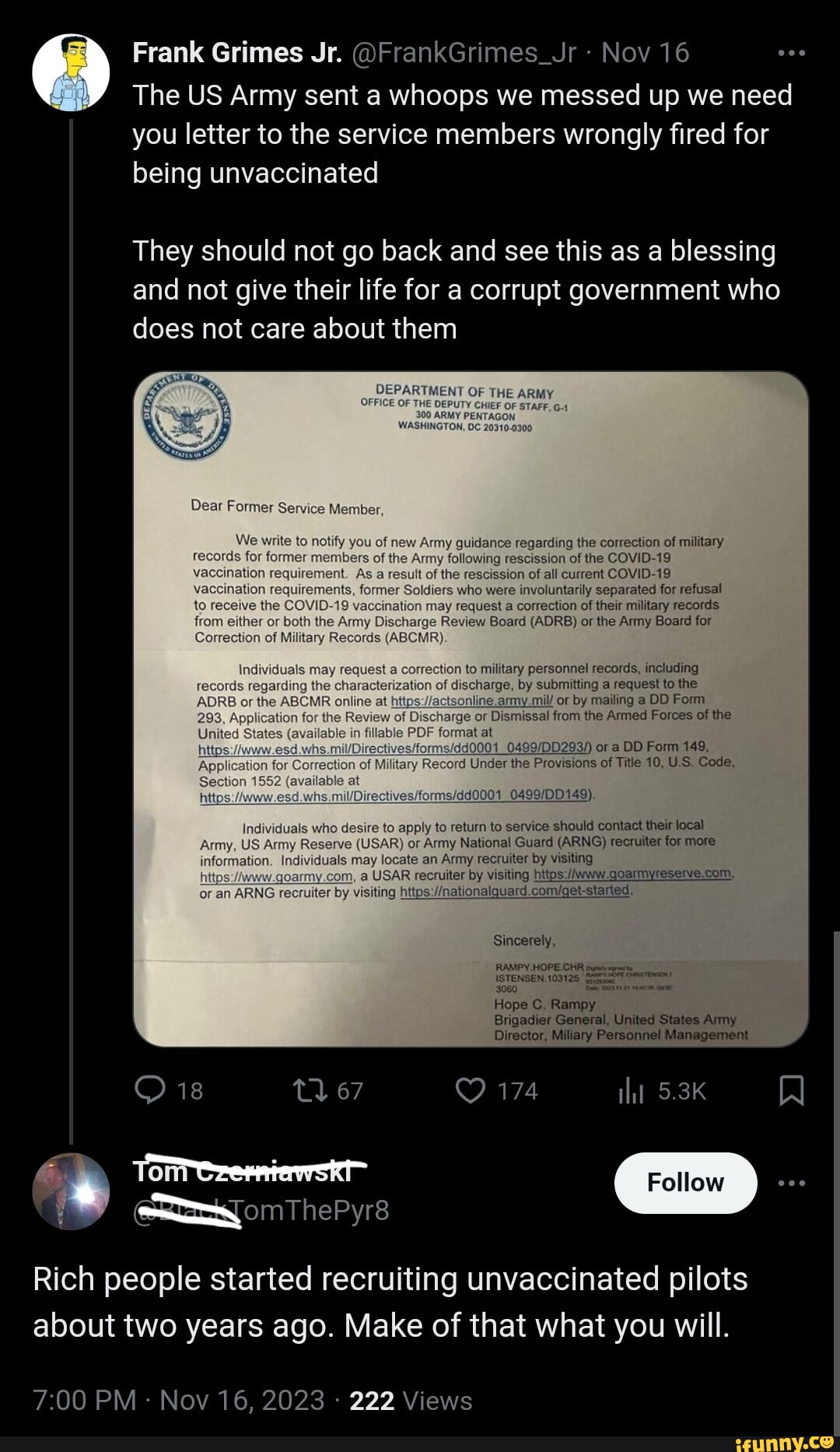 Frank Grimes Jr. @FrankGrimes_Jr Nov 16 The US Army sent a whoops we ...