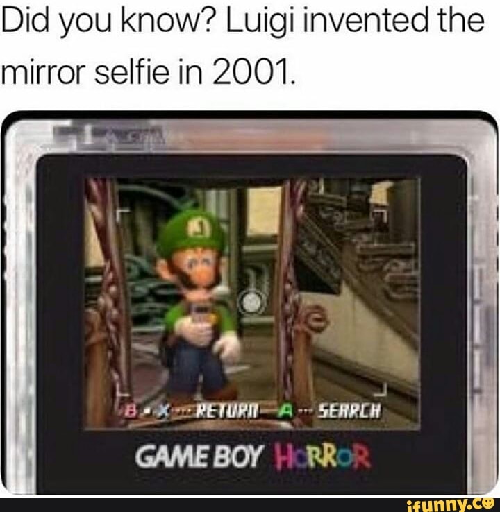Did you know? Luigi invented the mirror selfie in ZOO’I. - iFunny