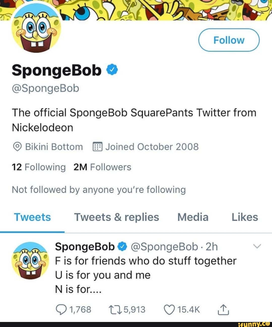 Follow SpongeBob @SpongeBob The official SpongeBob SquarePants Twitter ...