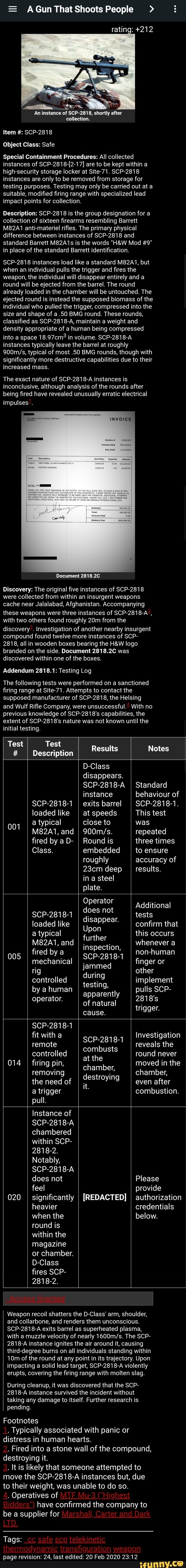 = AGunThatShoots People I Object Class: Safe Special Containment ...