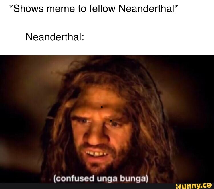 *Shows meme to fellow Neandenhal* Neanderthal: (confused unga bunga ...