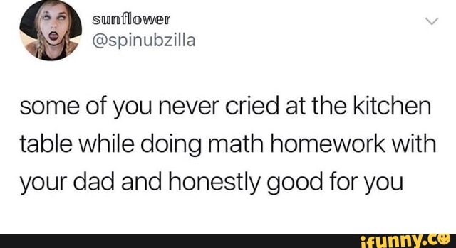 Some of you never cried at the kitchen table while doing math homework ...