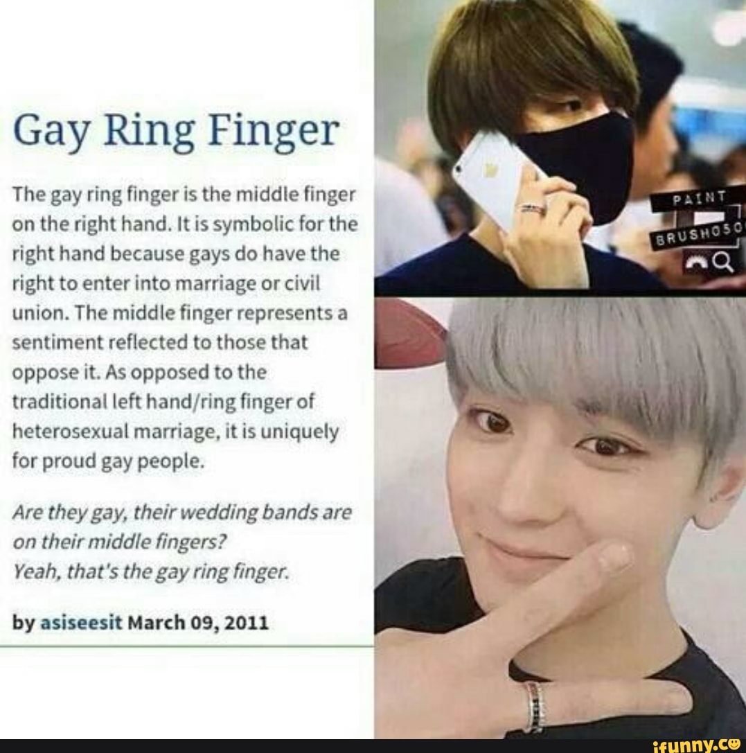 Gay Ring Finger The gay ring finger is the middle finger on the right ...