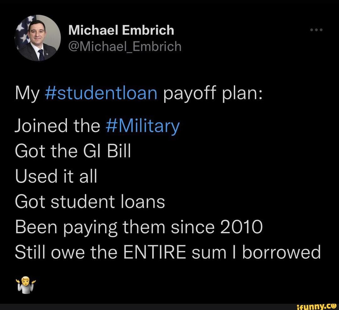 Michael Embrich ' @Michael_Embrich My #studentloan payoff plan: Joined ...