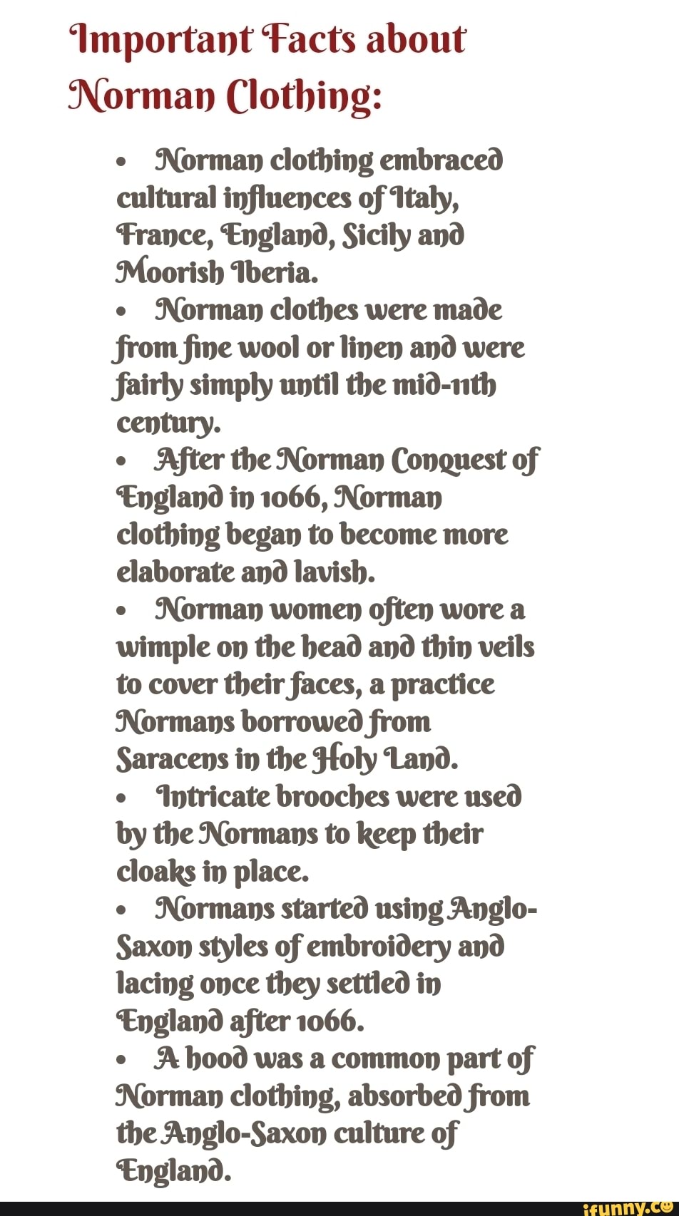 Important Facts about Norman Clothing: Norman clothing embraced ...