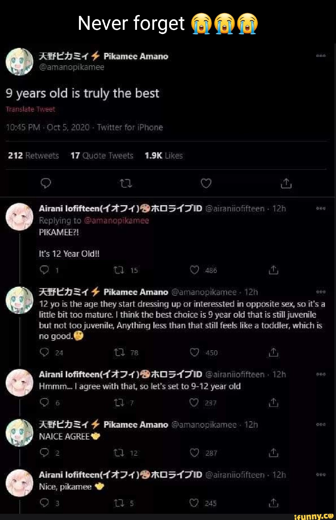 Never Forget Pikamee Amano 9 Years Old Is Truly The Best 212 Re Sf Rep