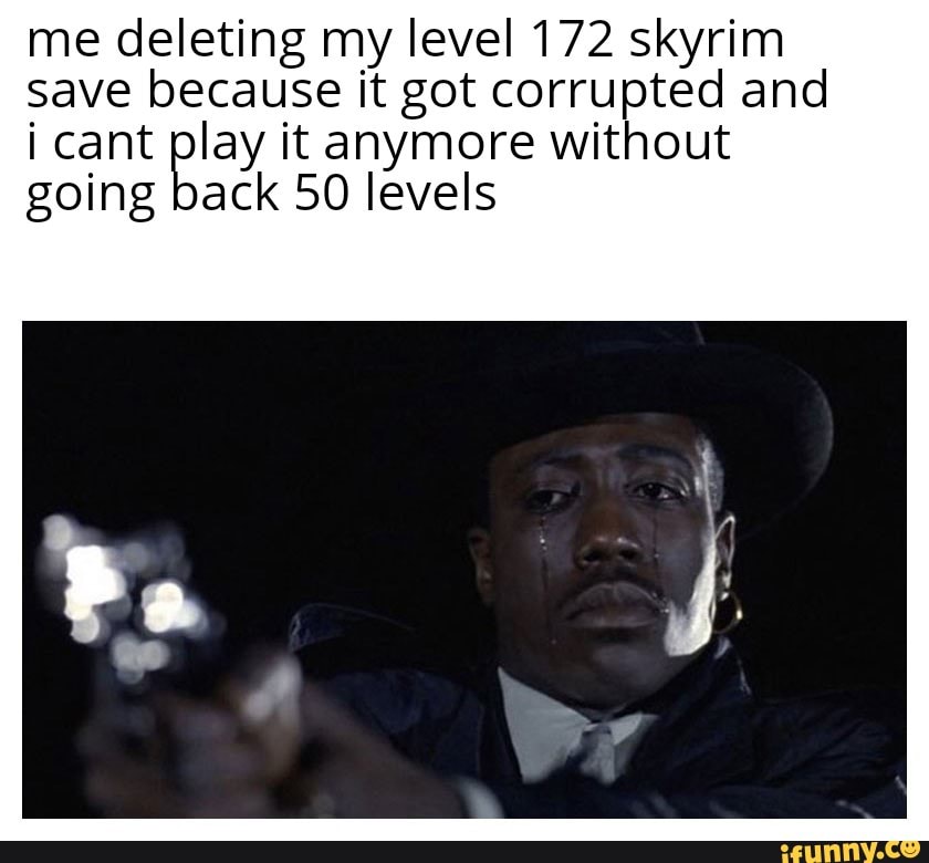 Me deleting my level 172 skyrim save because it got corrupted and i ...