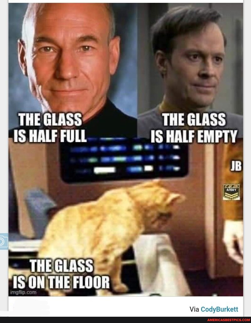 THE GLASS THE GLASS HALF FULL IS HALE EMPTY THE GLASS IS ON THE FLOGR ...